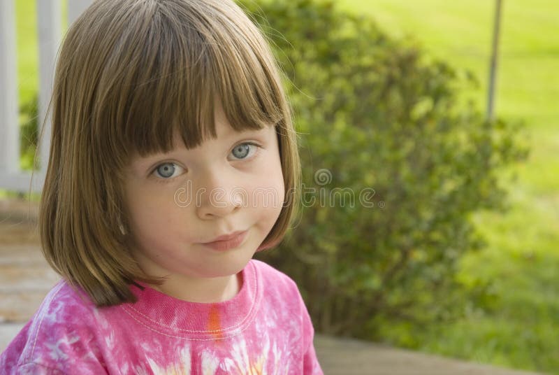 Little Girl with a Perplexed Expression Stock Image - Image of dyed ...