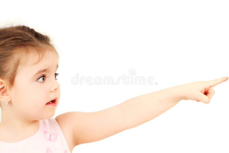 Little Girl Pink Princess Dress Pointing Finger Stock Photos - Free ...