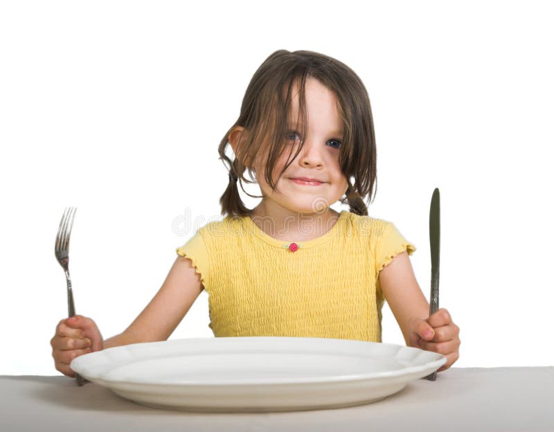 Little girl with plate stock photo. Image of expressive - 2405138