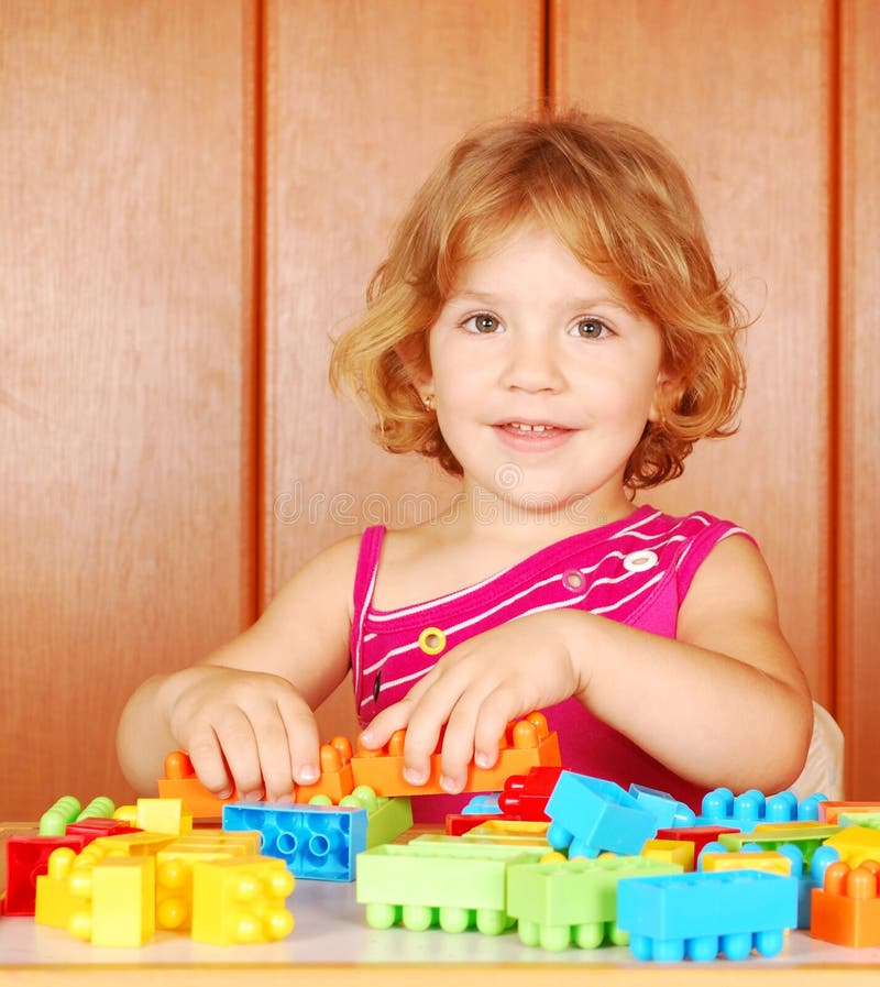 Little Girl Play with Toy Blocks Stock Image - Image of people ...