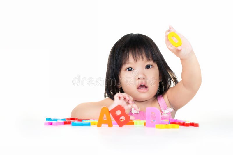 Little Girl is Playing with ABC Stock Photo - Image of glad, childhood ...