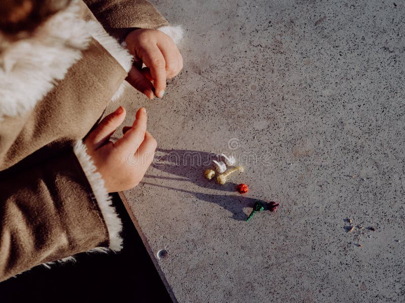Little Girl Playing with Bombs, Colorful Firecrackers Stock Image ...