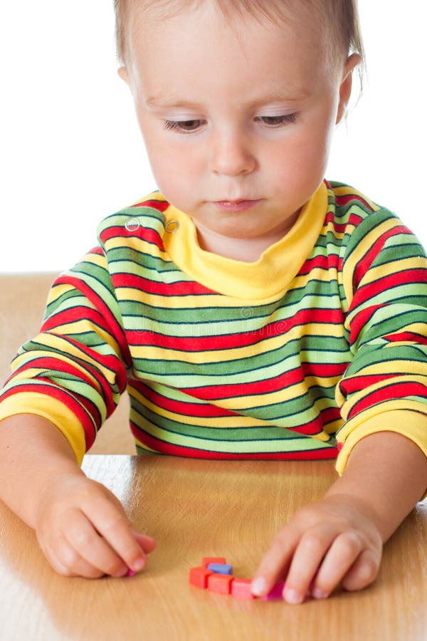 Little Girl Playing with Bricks Stock Photo - Image of learning ...