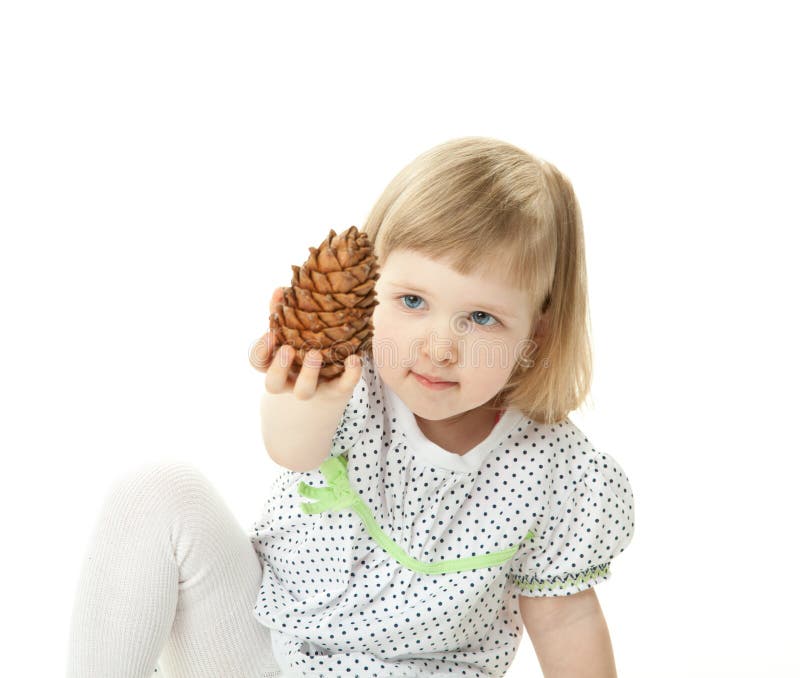 Little Girl Playing Cedar Cone Stock Photos - Free & Royalty-Free Stock ...