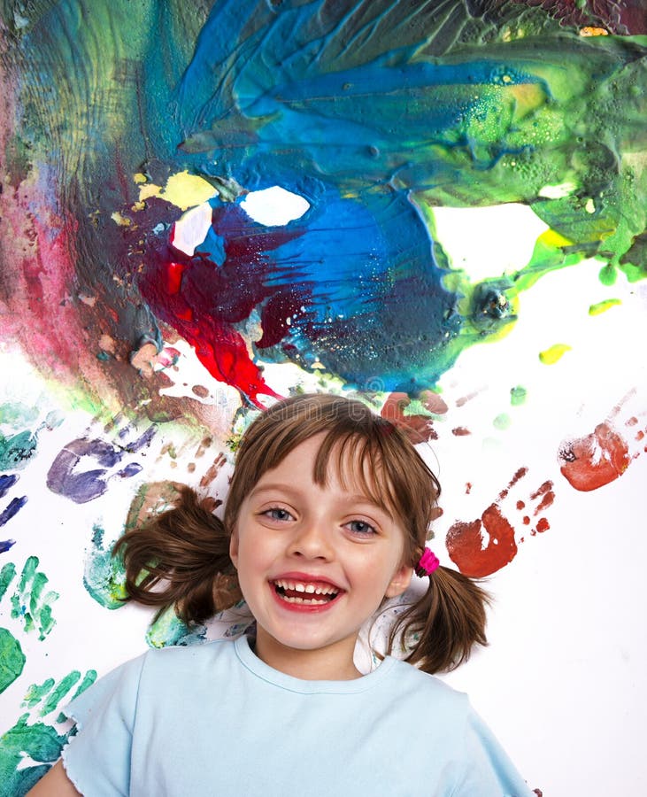 Little Girl Playing with Colors Stock Photo - Image of education ...