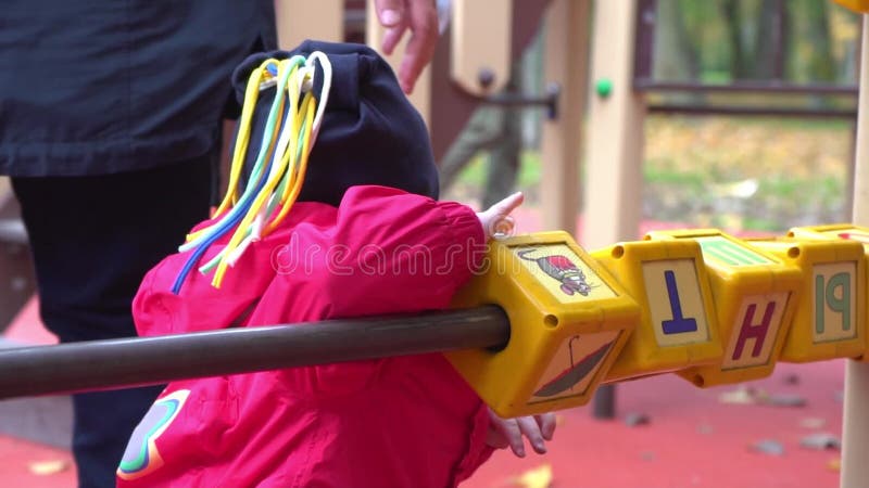Little Girl Playing with Cubes on the Playground Stock Video - Video of ...