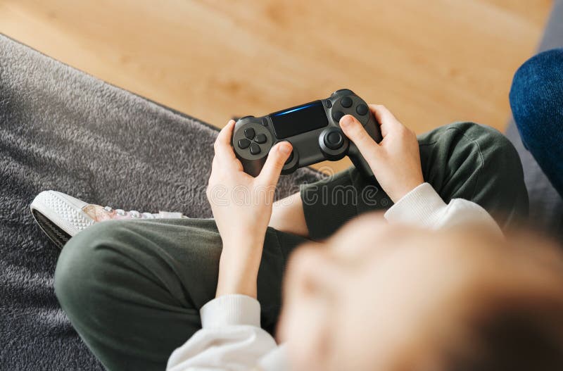 Little Girl Playing on Games Console Stock Image - Image of hand, enjoy ...