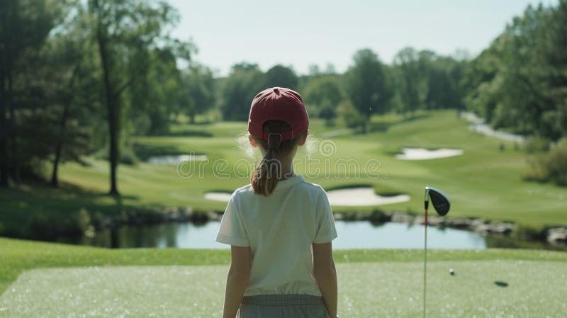 Little Girl Playing Golf at Golf Course Stock Image - Image of ball ...