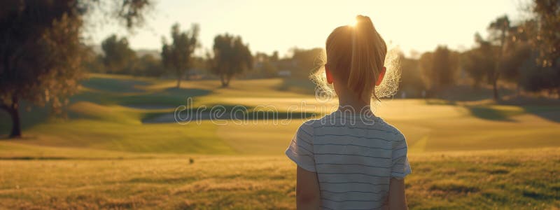 Little Girl Playing Golf at Golf Course Stock Photo - Image of learning ...