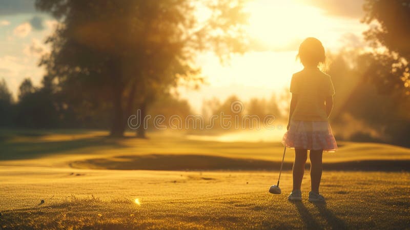 Little Girl Playing Golf at Golf Course Stock Photo - Image of little ...