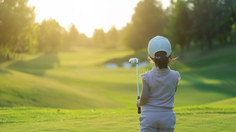 Little Girl Playing Golf at Golf Course Stock Photo - Image of happy ...