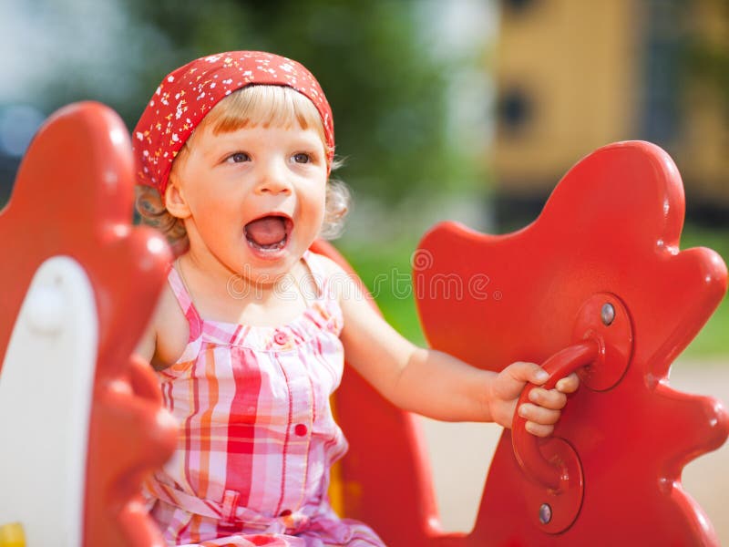 Little Girl Playing Outdoors Stock Photo - Image of blur, bright: 10515990