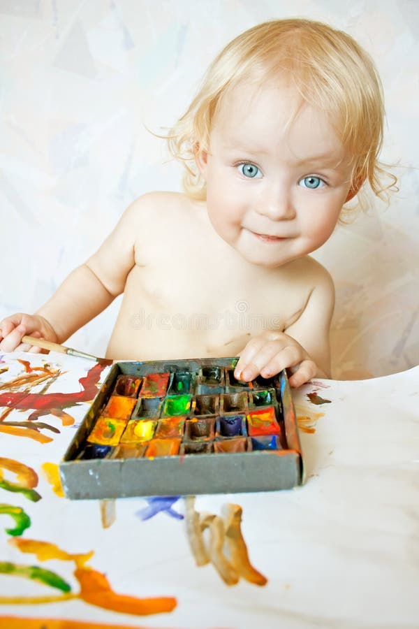 Little Girl Playing with Paint Colors Stock Photo - Image of cute ... Little Girl Playing with Paint Colors Stock Photo - Image of cute ...