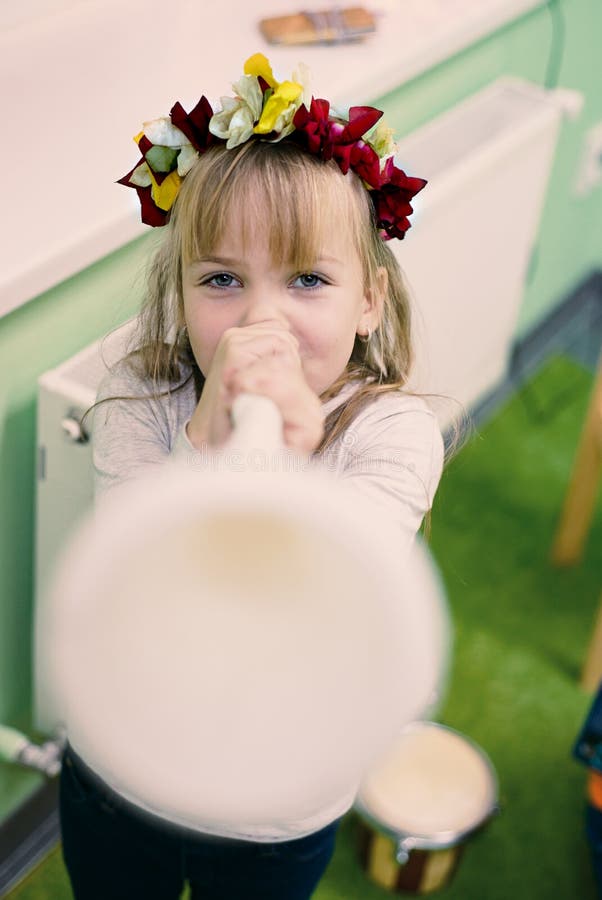 Little Girl is Playing on the Pipe Stock Image - Image of female ...