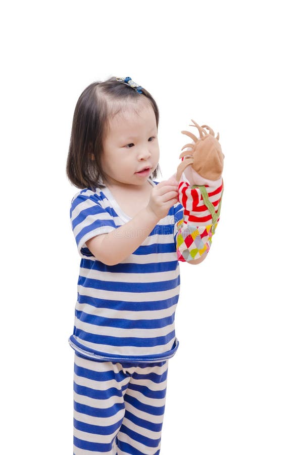 Little Girl Playing with Puppet Stock Image - Image of playing, face ...