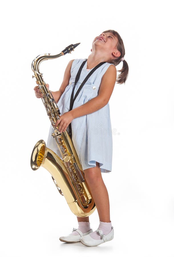Little Girl Playing Saxophone Stock Image - Image of play, preschooler ...