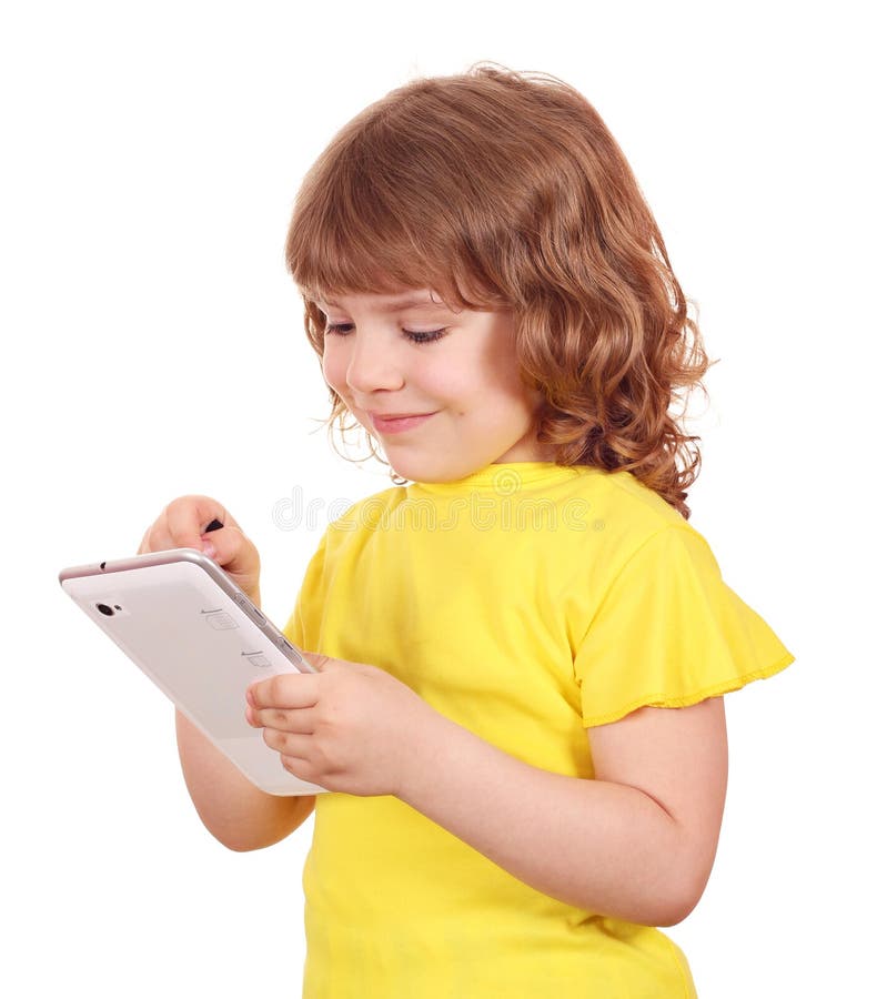 Little African Asian Girl Using a Tablet Pc Stock Image - Image of ...
