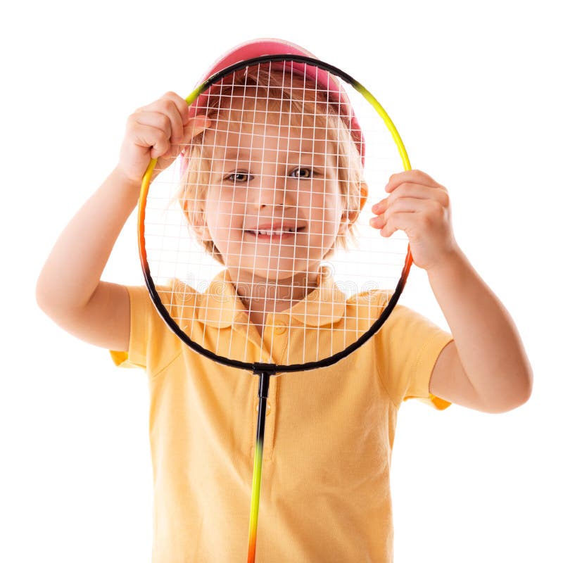 Girl with tennis racket stock image. Image of cute, children - 3023889