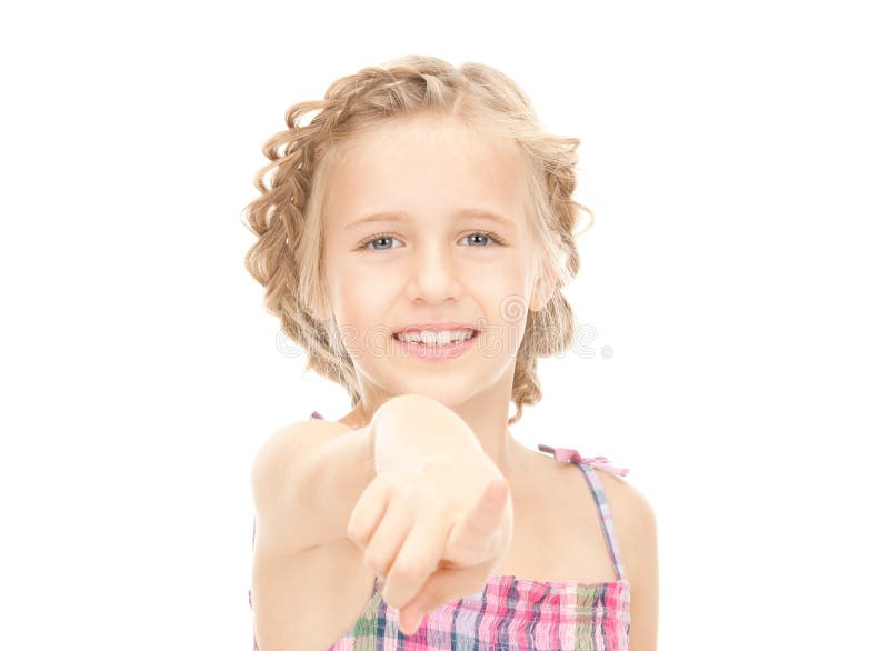Little Girl Pointing Her Finger Stock Photo - Image of adorable ...