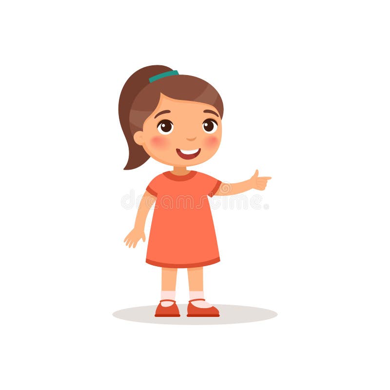 Little Girl Pointing with Index Finger Flat Vector Illustration. Stock ... Little Girl Pointing with Index Finger Flat Vector Illustration. Stock ...