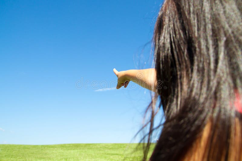Little Girl Pointing at Sky Stock Photo - Image of concept, green: 82392822