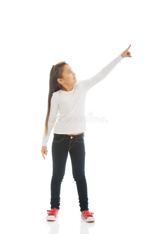 Little girl pointing stock photo. Image of happy, gesture - 49397198