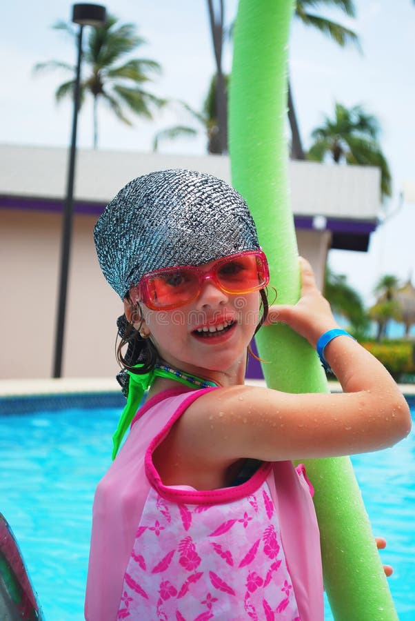 Little girl and pool stock photo. Image of child, exercise - 16882318