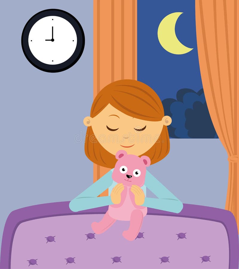 Little Girl Praying before Bedtime Stock Vector - Illustration of ...