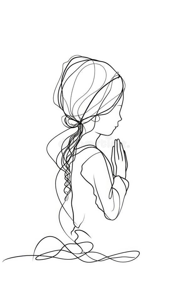 Little Girl Praying Drawing Stock Illustrations – 152 Little Girl ...