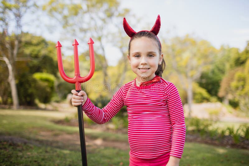 Little Girl Pretending To Be a Devil Stock Photo - Image of lifestyle ...