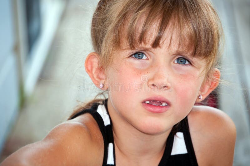 Little Girl with Questioning Look Stock Photo - Image of cute, pretty ...
