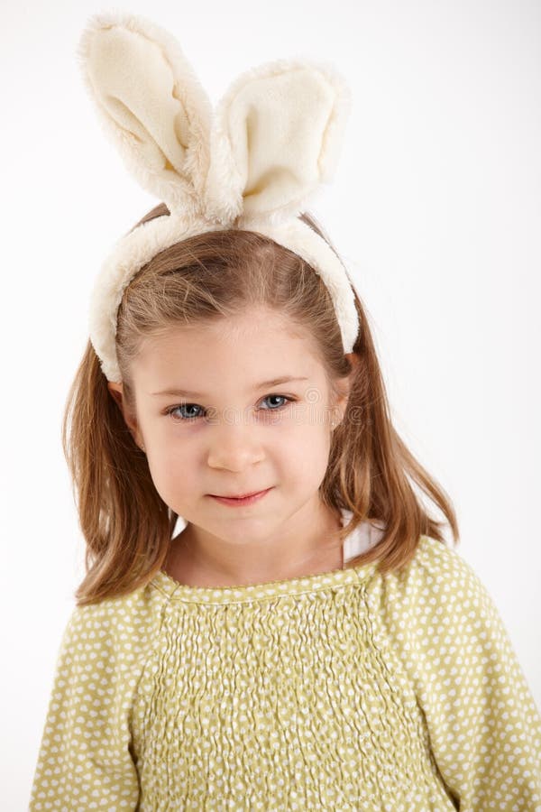 Little Girl with Rabbit Ears Stock Photo - Image of female, girl: 13096282