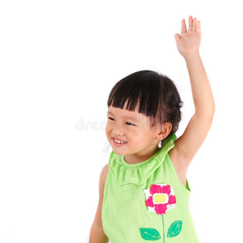 Little Girl Raise Left Hand Stock Image - Image of left, education ...