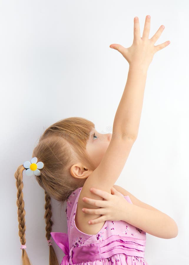 Cute Baby Girl Reaching For Something Stock Image - Image of female ...