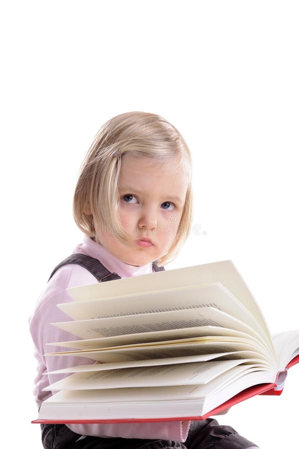 Little girl reading a book stock photo. Image of little - 18536504