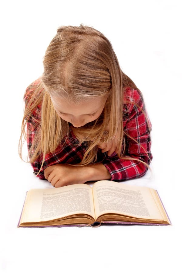 Little Girl Reading Book stock image. Image of cute, child - 23429973