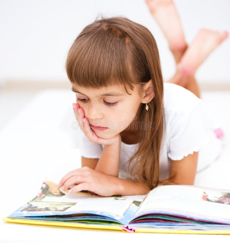 Little Girl is Reading a Book Stock Image - Image of education ...