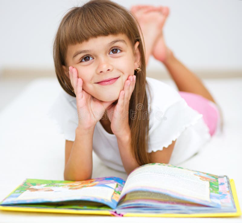 Little Girl is Reading a Book Stock Image - Image of education ...