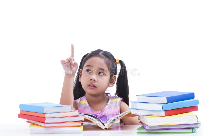 Little Girl is Reading Book Stock Image - Image of girl, pretty: 44665913
