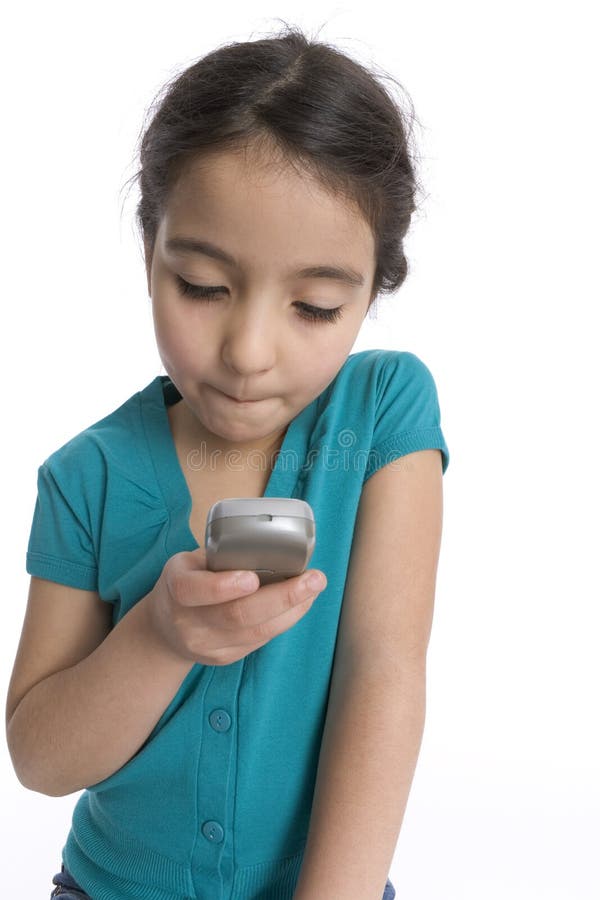 Little Girl is Listening To a Large Sea Shell Stock Photo - Image of ...