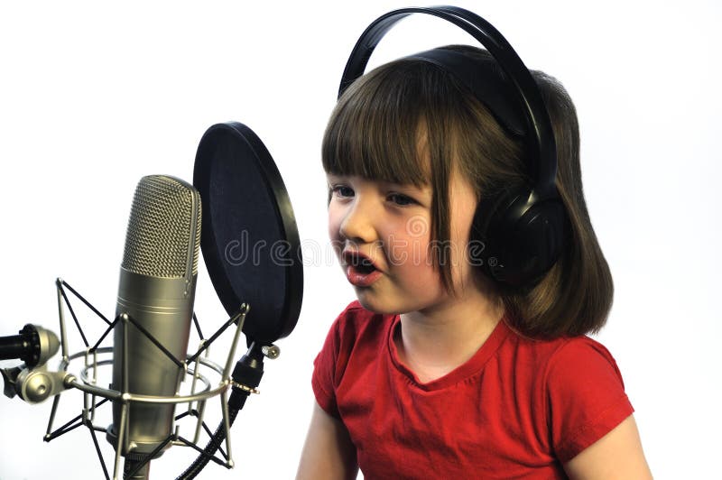 Little Girl recording stock photo. Image of microphone - 23426996