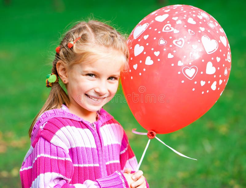 Little Girl with Red Balloon Stock Photo - Image of coastline, little ...