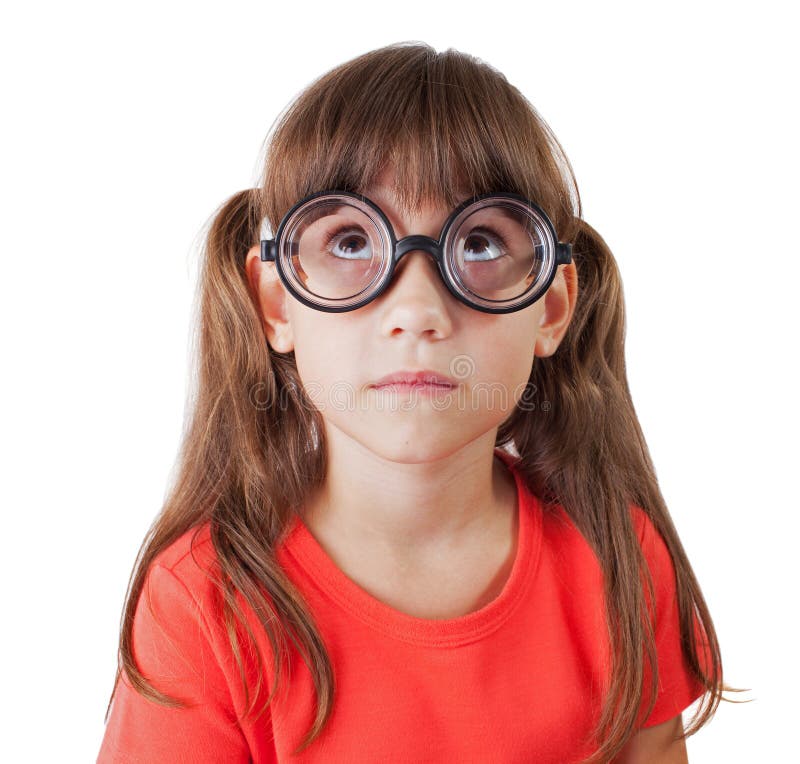 Little Girl in Round Glasses Stock Photo - Image of ophthalmology ...