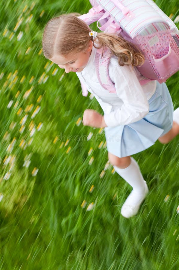 Child on Her Way To School. Stock Image - Image of pupil, stroll: 763107