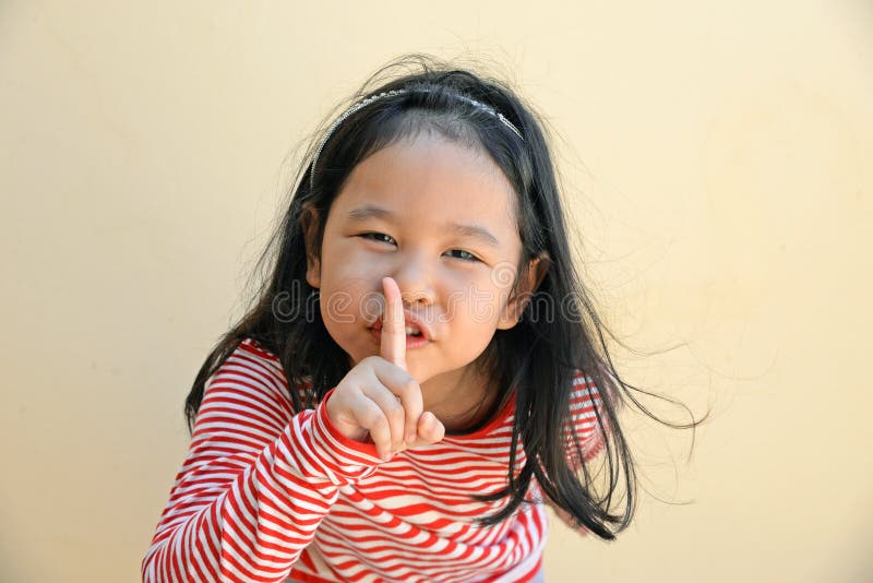 Little Girl Say Silence is a Secret Stock Image - Image of mouth ...