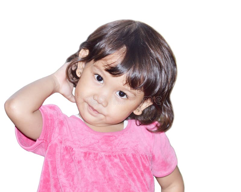 Little girl scratching stock image. Image of pose, children - 26156671