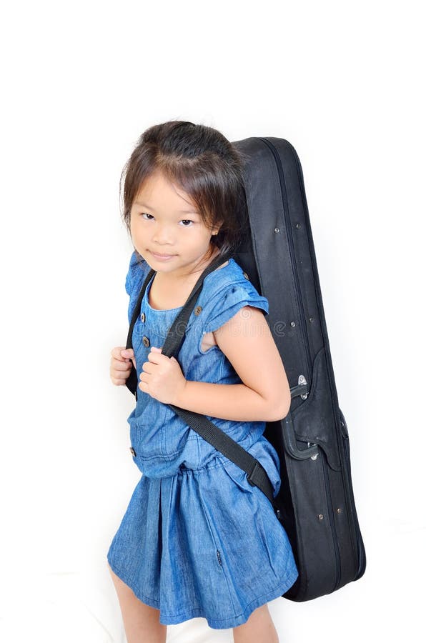 Little Girl Shoulder Violin Case Stock Photo - Image of daughter ...