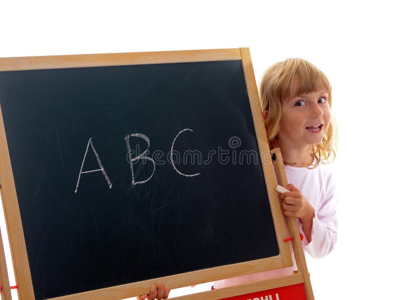 Little Girl Shows Board with ABC Stock Photo - Image of education ...