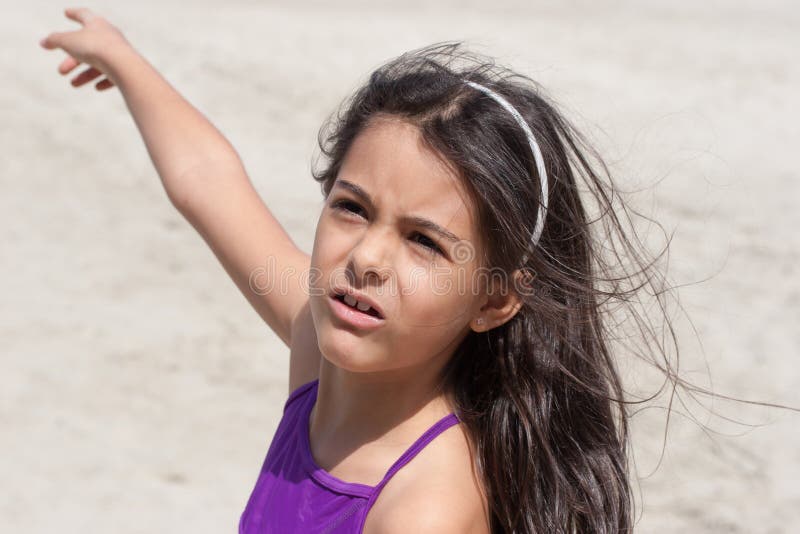 Little Girl Shows Direction Stock Photo - Image of cute, beach: 69068066