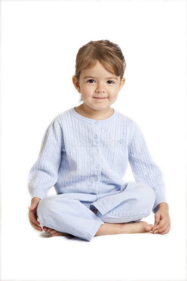 Little Girl Sitting Cross Legged Stock Photo - Image of posing ...